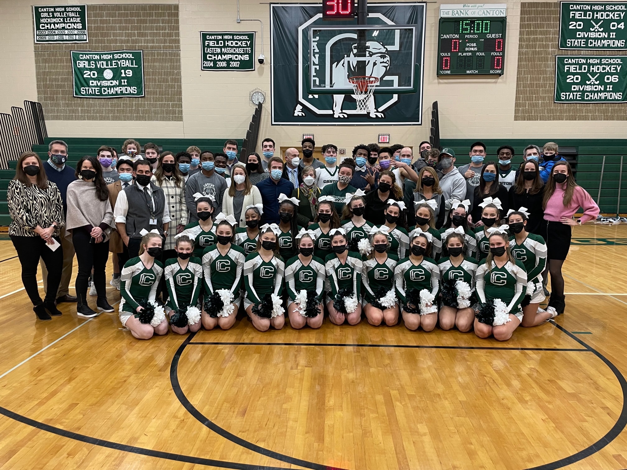 Canton Varsity cheerleading team along with the boys basketball team ...