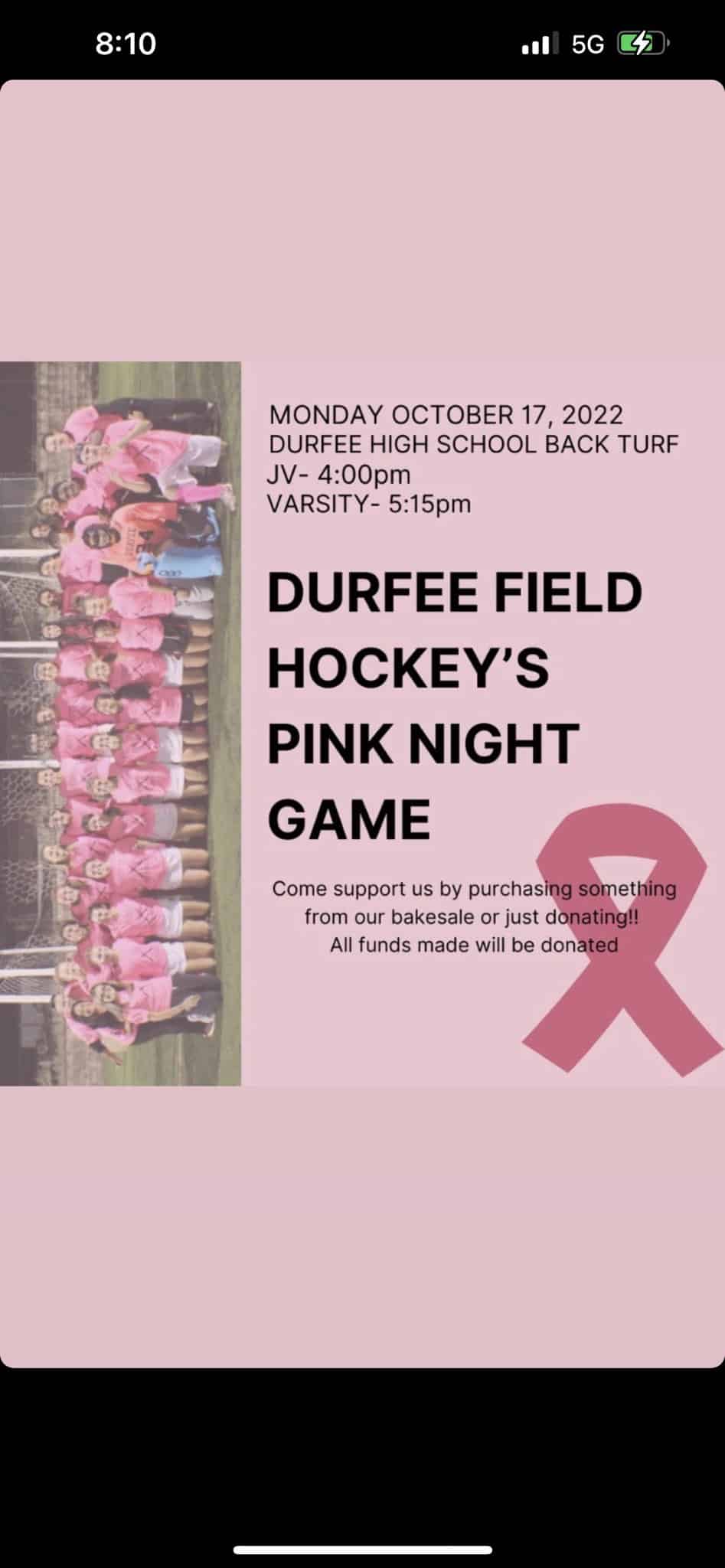 Durfee Field Hockey Pink Night | Team Up 4 Community