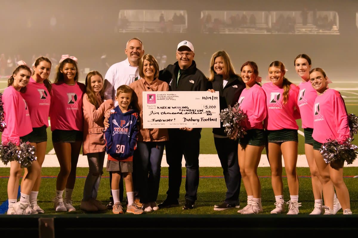 Duxbury FB and Cheer raised $5000 for the Karen Welling Foundation ...