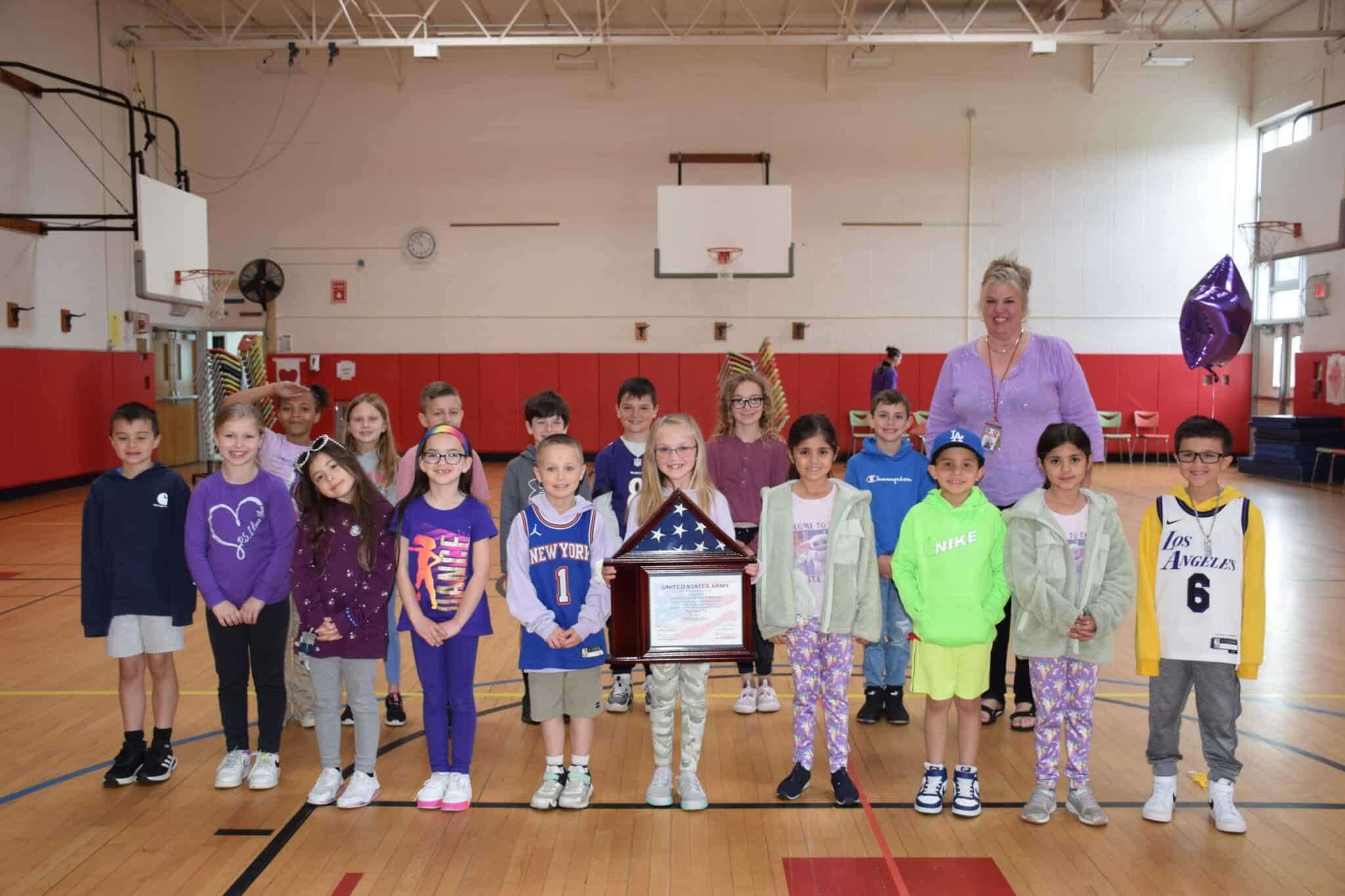 Edward J. Bosti Elementary students Purple Up | Team Up 4 Community