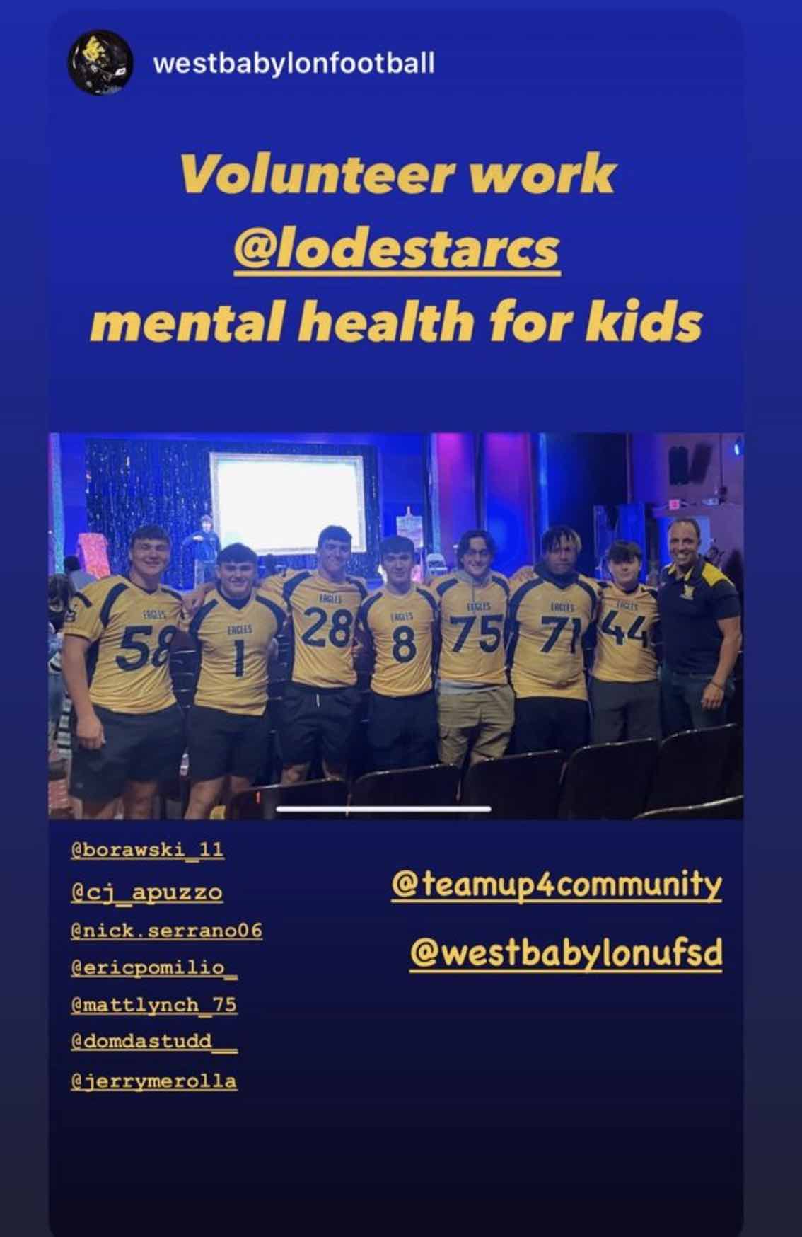 West Babylon football Volunteers with Mental Health for Kids | Team Up ...