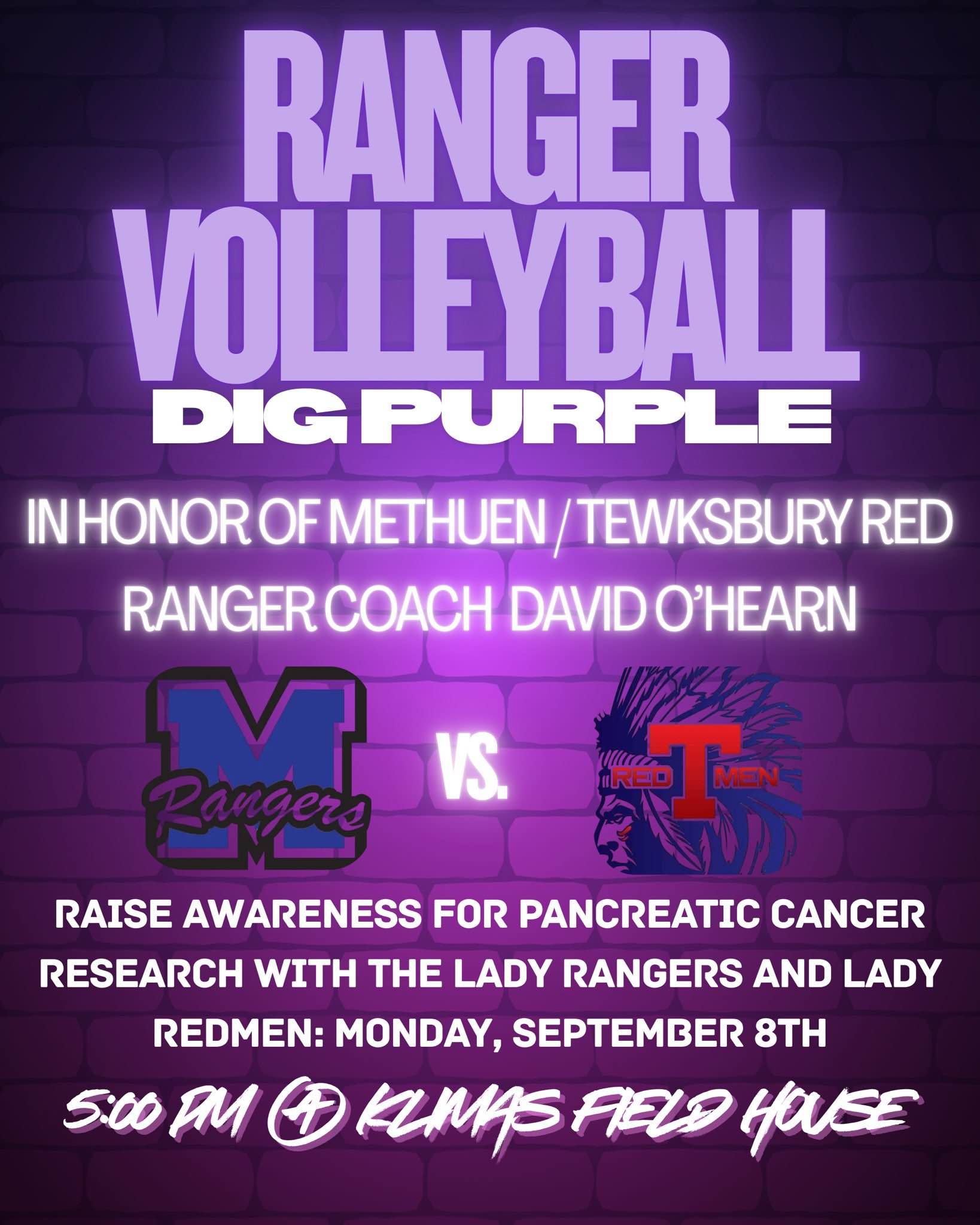 Lady Rangers Volleyball Hosts “Dig Purple” Game Honoring Coach Dave O ...