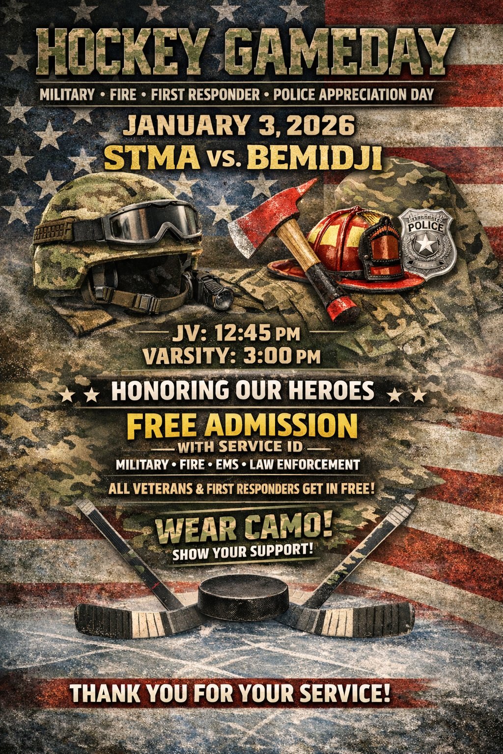 STMA Knights Hockey Honors Heroes on Military & First Responder ...